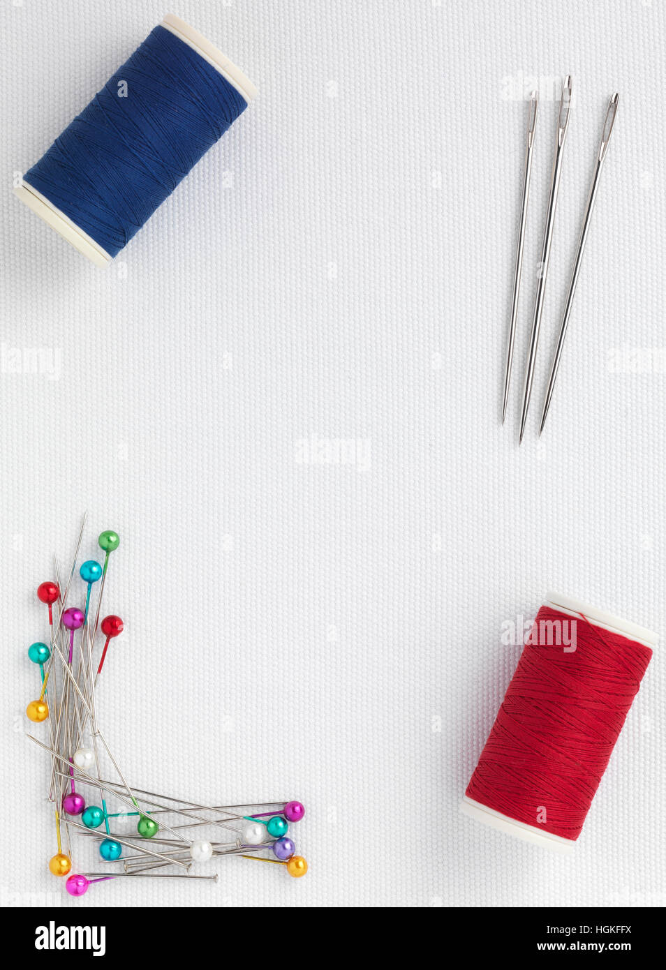 Overhead view of a sewing kit Stock Photo - Alamy