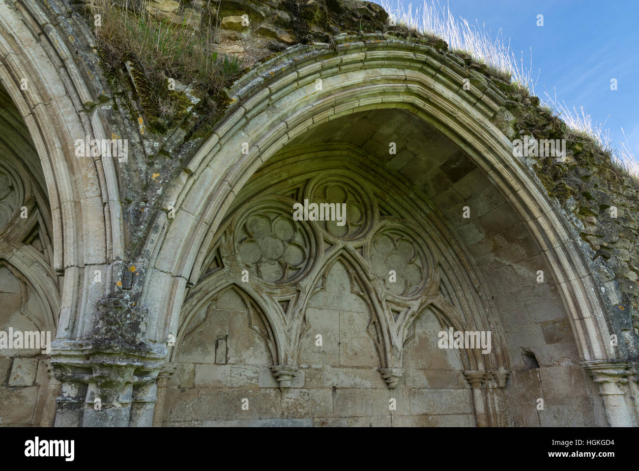 Ruins of Kirkham Abbey (Kirkham Priory) beside the river Derwent in ...