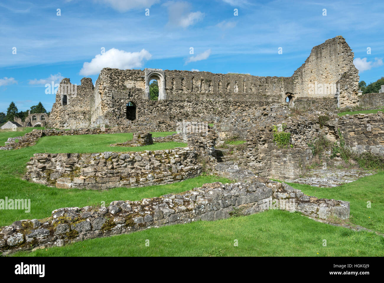 Ruins of Kirkham Abbey (Kirkham Priory) beside the river Derwent in ...