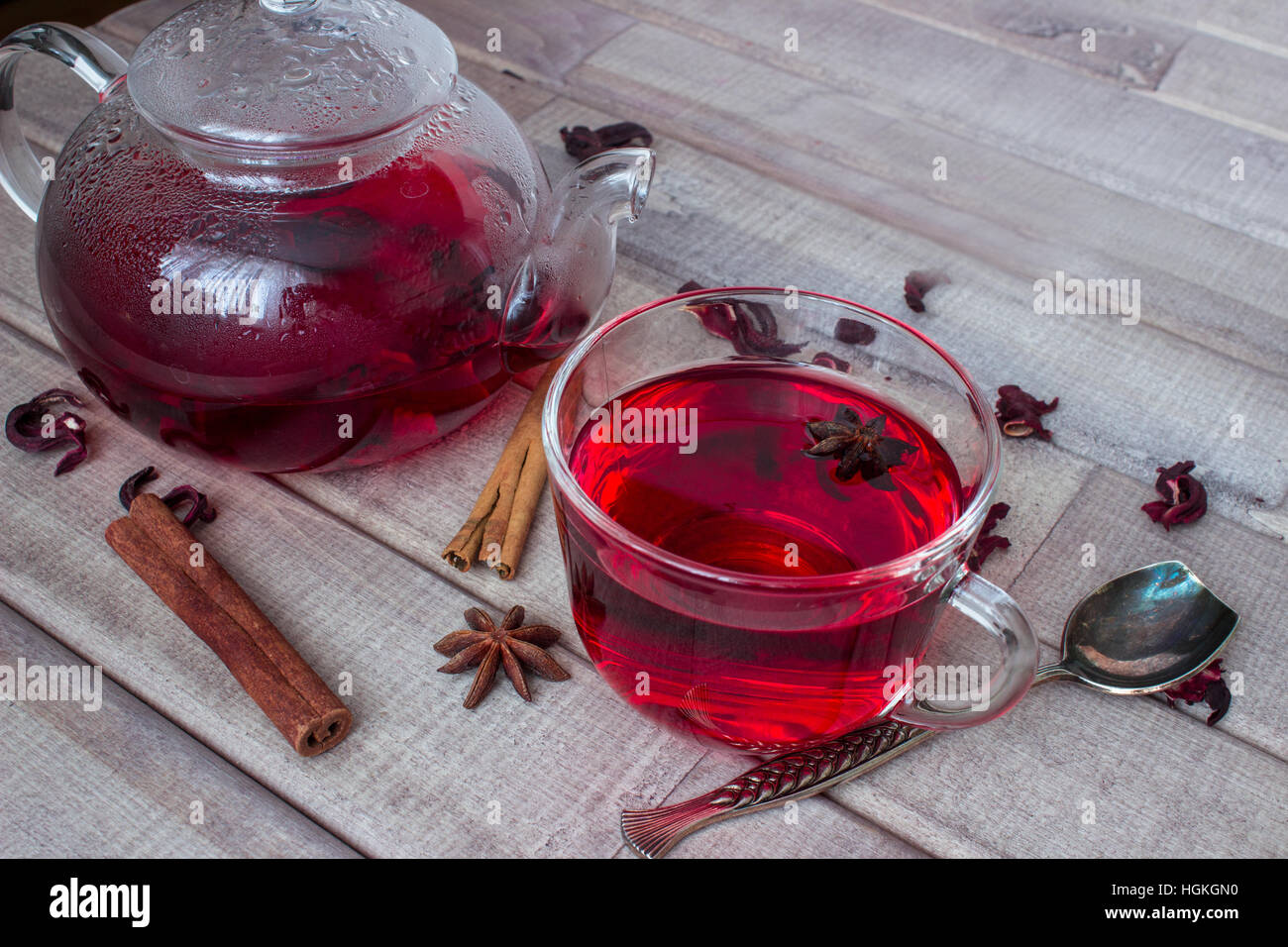 Hibiscus tea in glass cap hi-res stock photography and images - Alamy