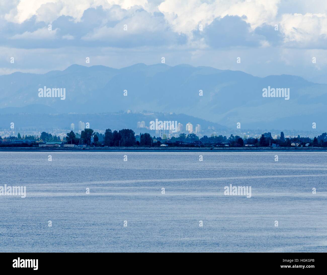 Looking back at Vancouver from the ferry to Swartz Bay, BC Stock Photo ...