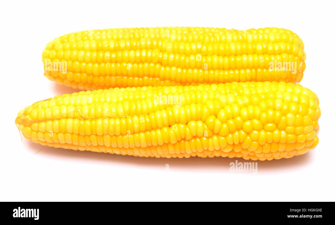 Boiled corn on white background Stock Photo - Alamy
