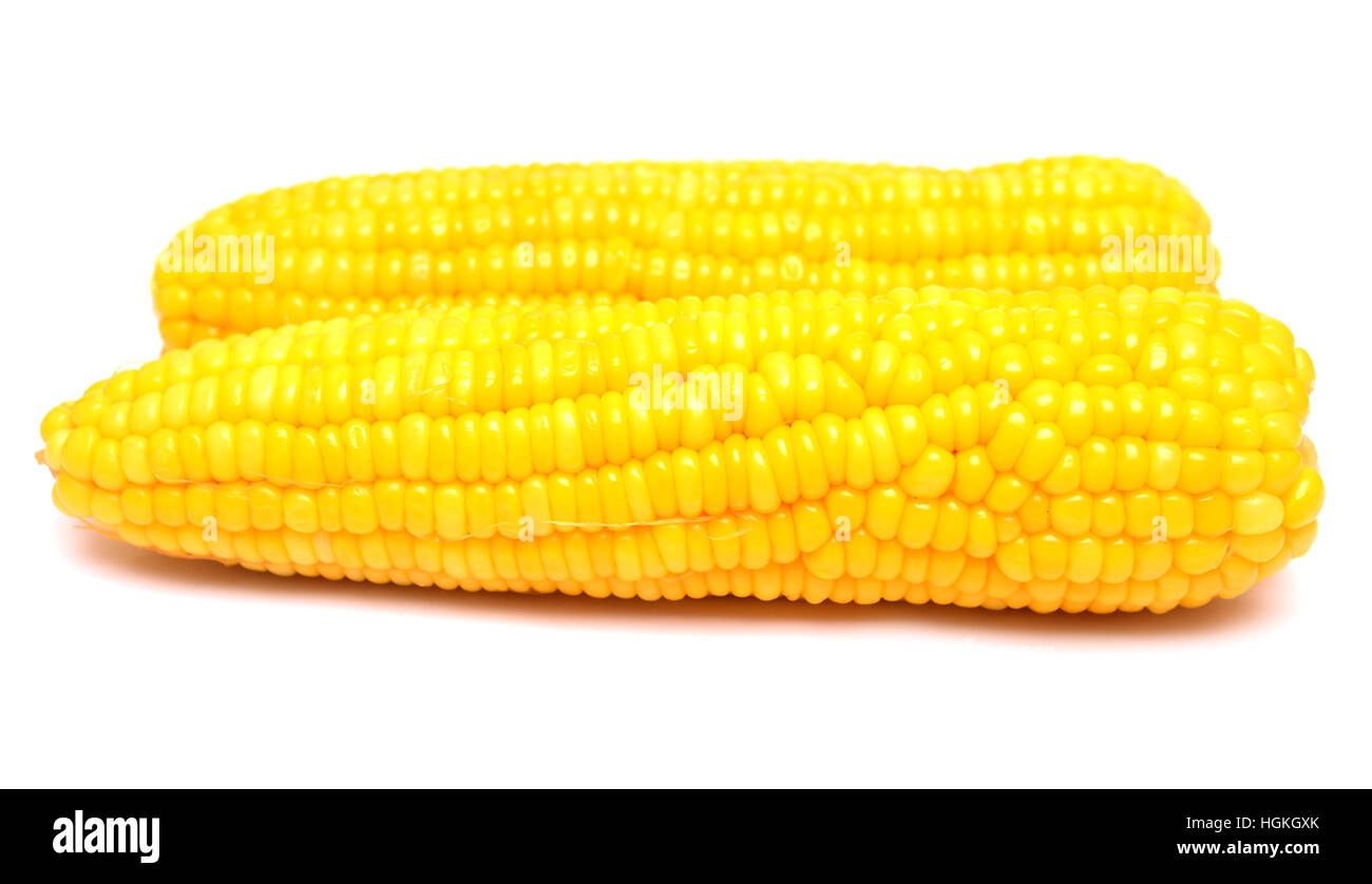 Boiled corn on white background Stock Photo - Alamy
