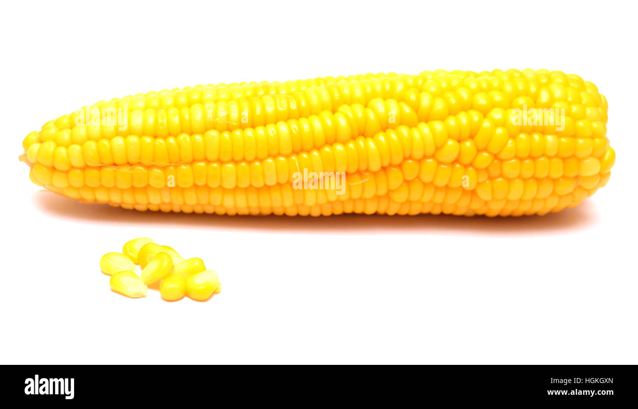 Boiled corn on white background Stock Photo - Alamy