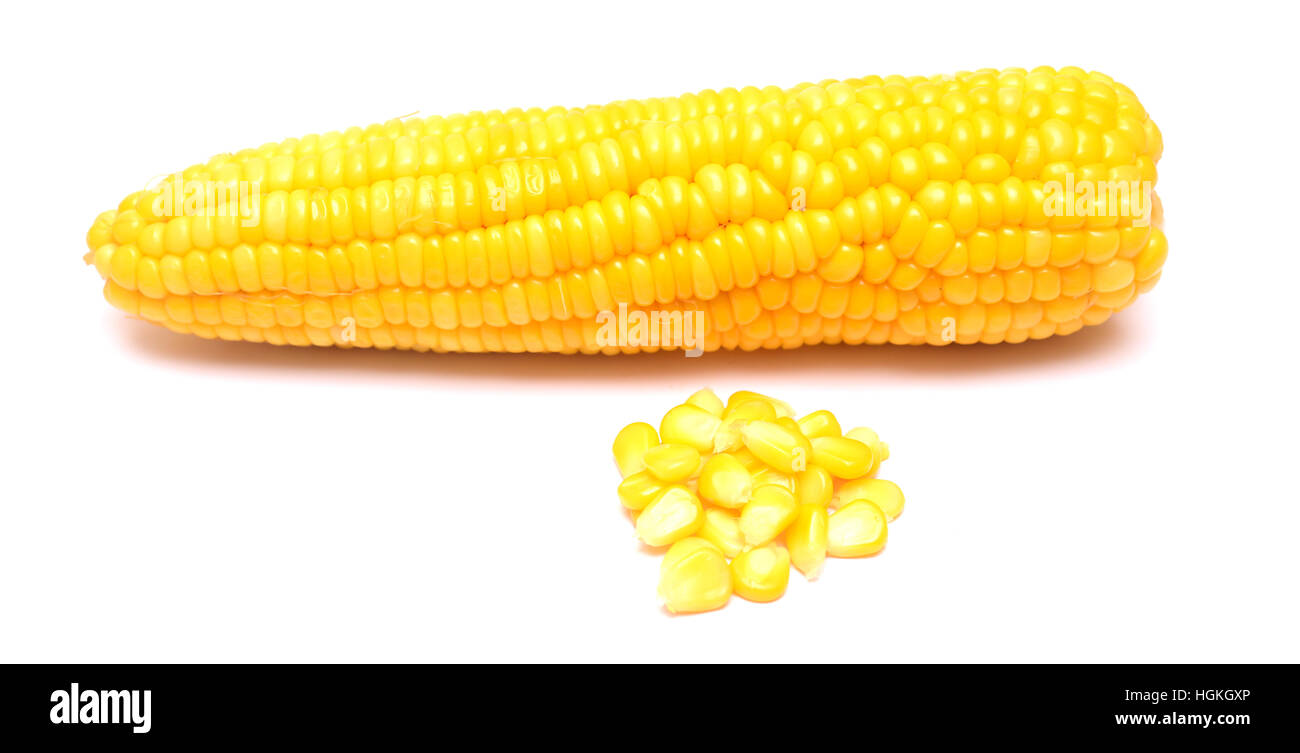 Boiled corn on white background Stock Photo - Alamy