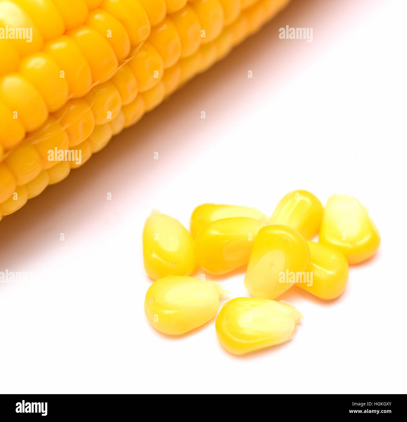 Boiled corn on white background Stock Photo - Alamy