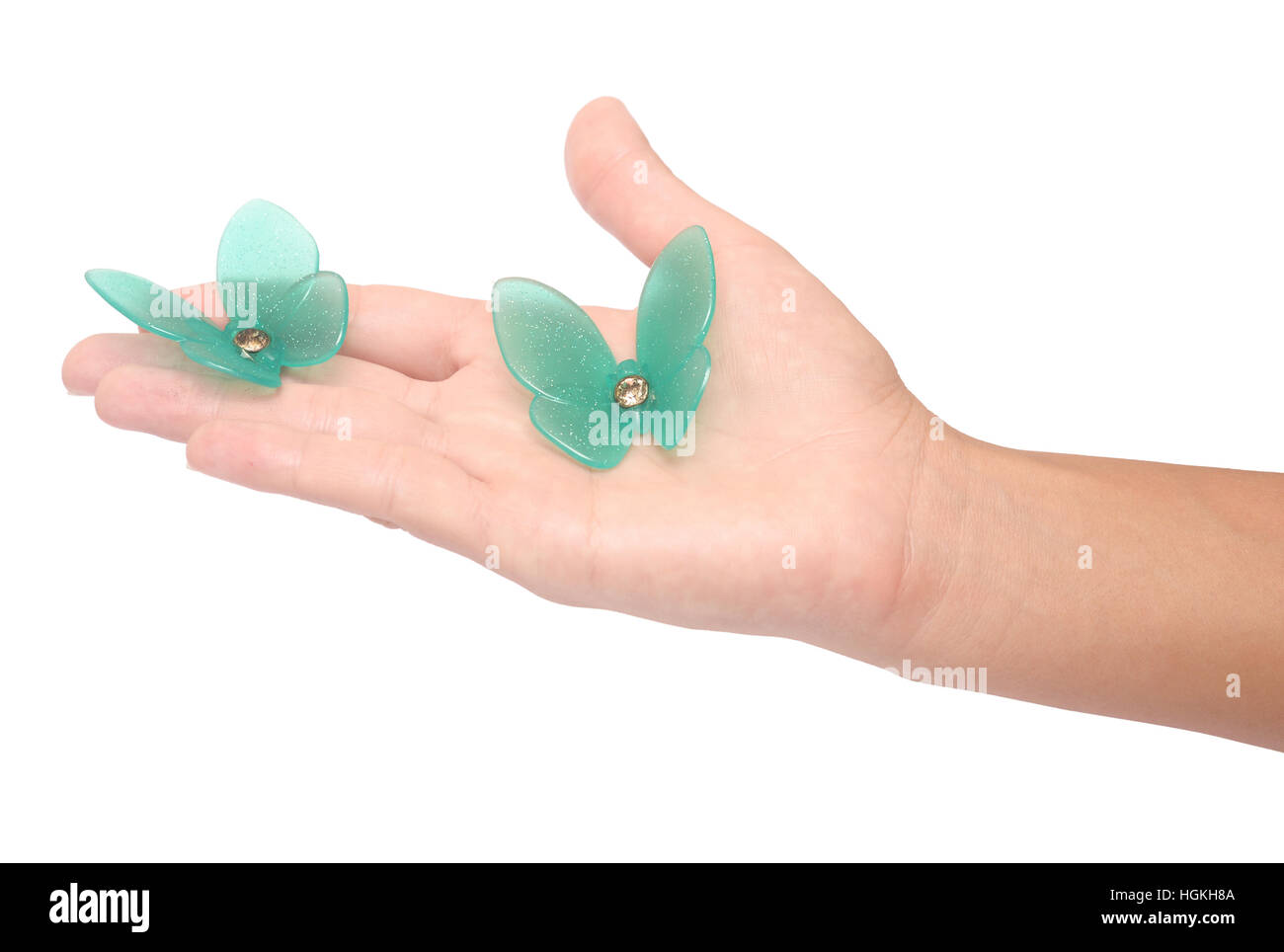Child butterfly on hand Cut Out Stock Images & Pictures - Alamy