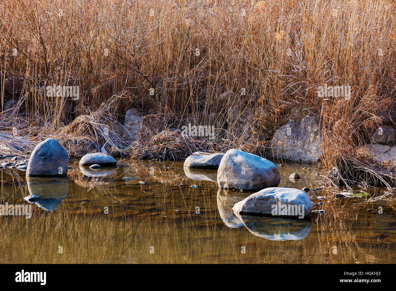 rocks and prarie grass in a stream Stock Photo - Alamy