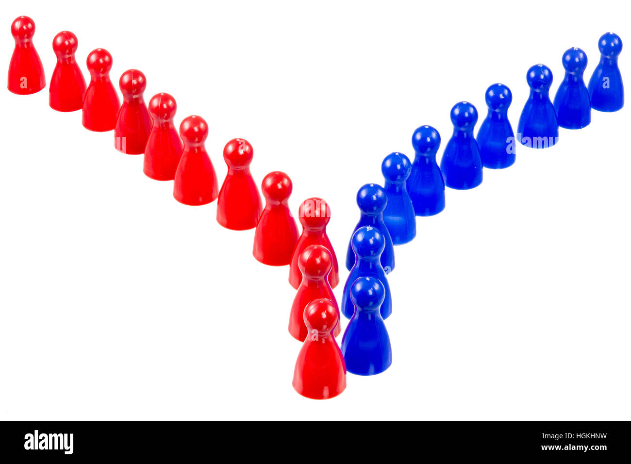 Two rows of pawns comming together and merge Stock Photo - Alamy