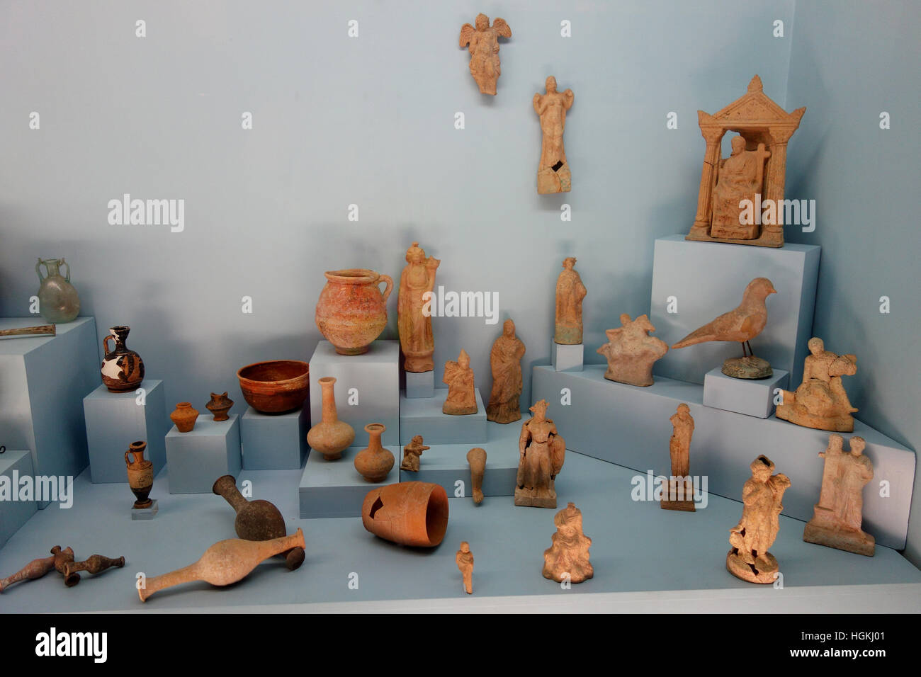 old clay jugs and figurines in museum Stock Photo - Alamy