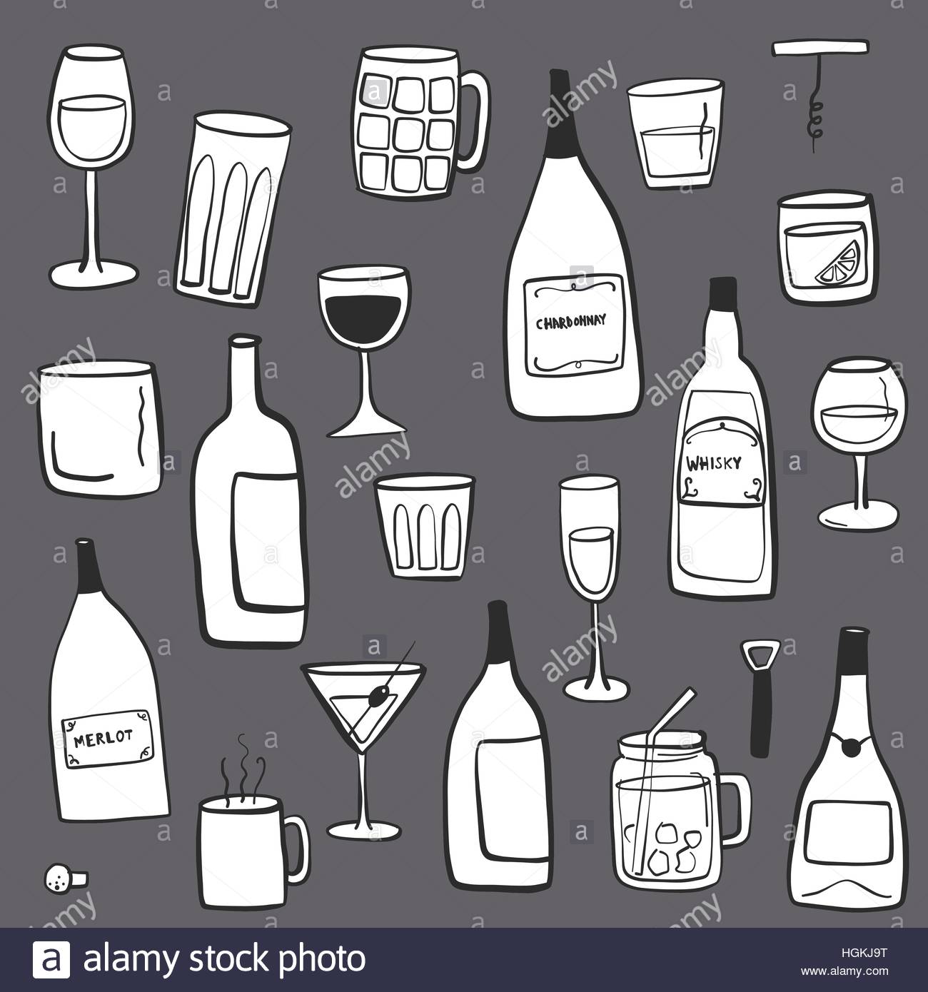Alcoholic Beverage Drawing Stock Photos & Alcoholic Beverage Drawing ...