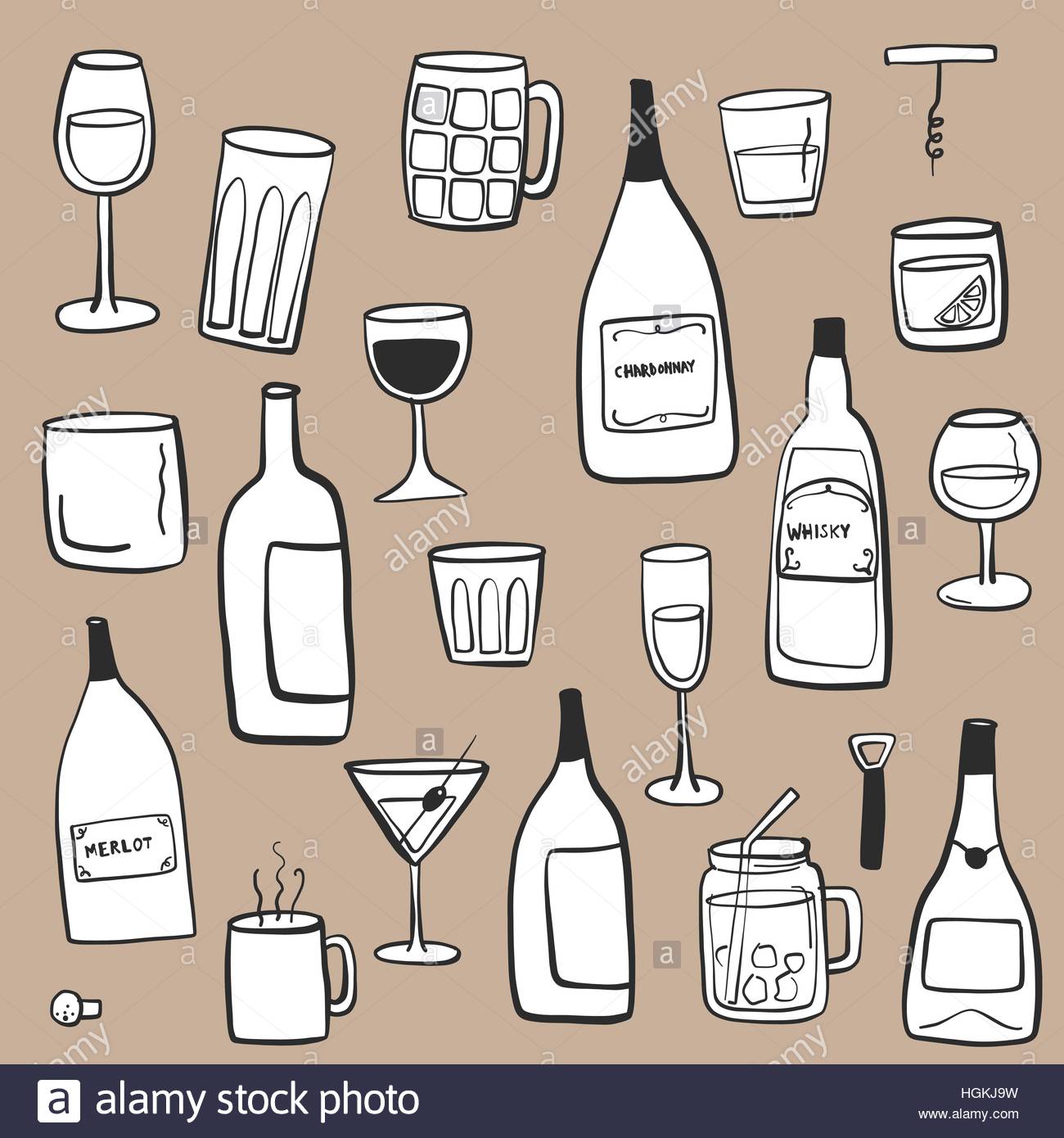 Alcoholic Beverage Drawing Stock Photos & Alcoholic Beverage Drawing ...