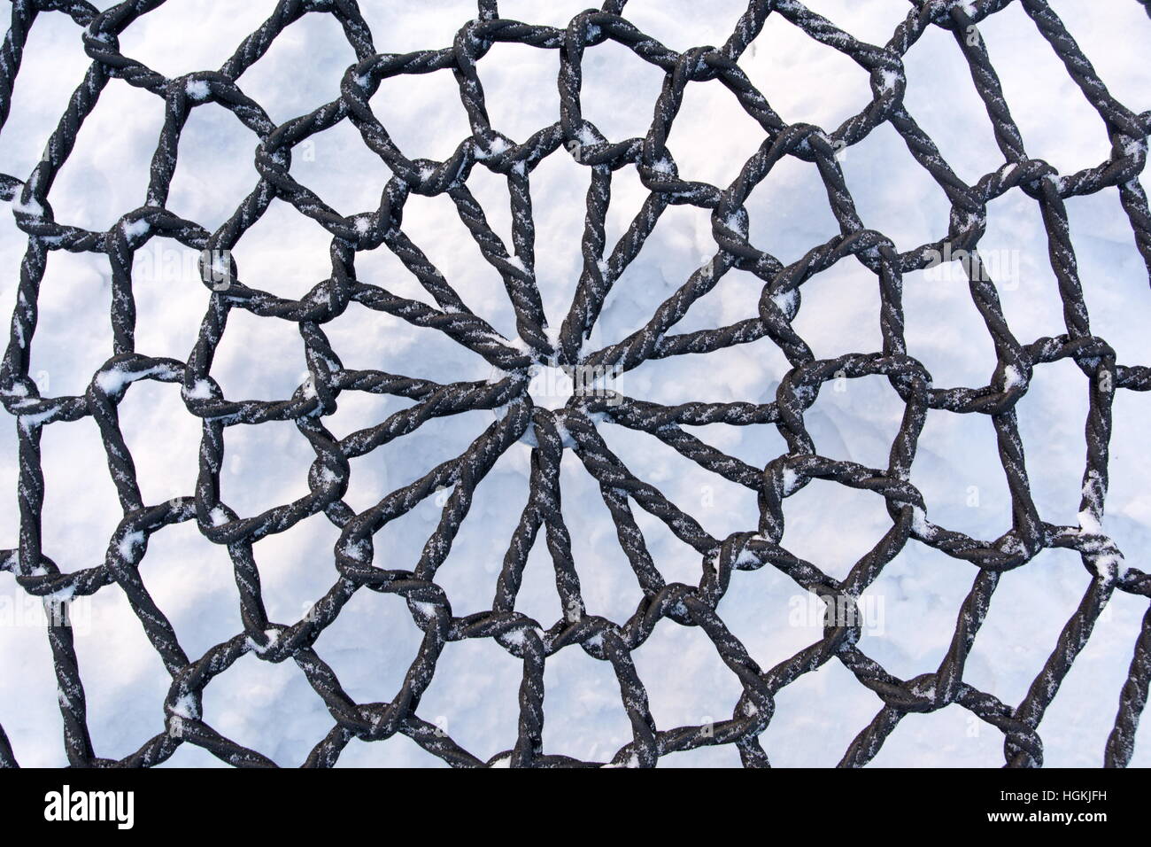 Rope texture of an swing chair seat in the snow Stock Photo - Alamy