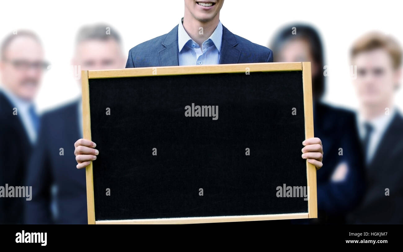 Man holding chalkboard team hi-res stock photography and images - Alamy