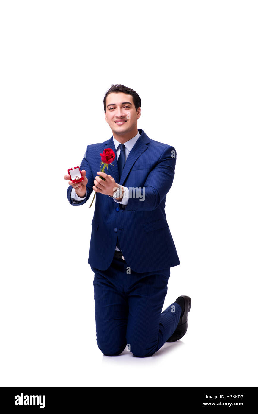 Romantic concept with man making marriage proposal Stock Photo - Alamy