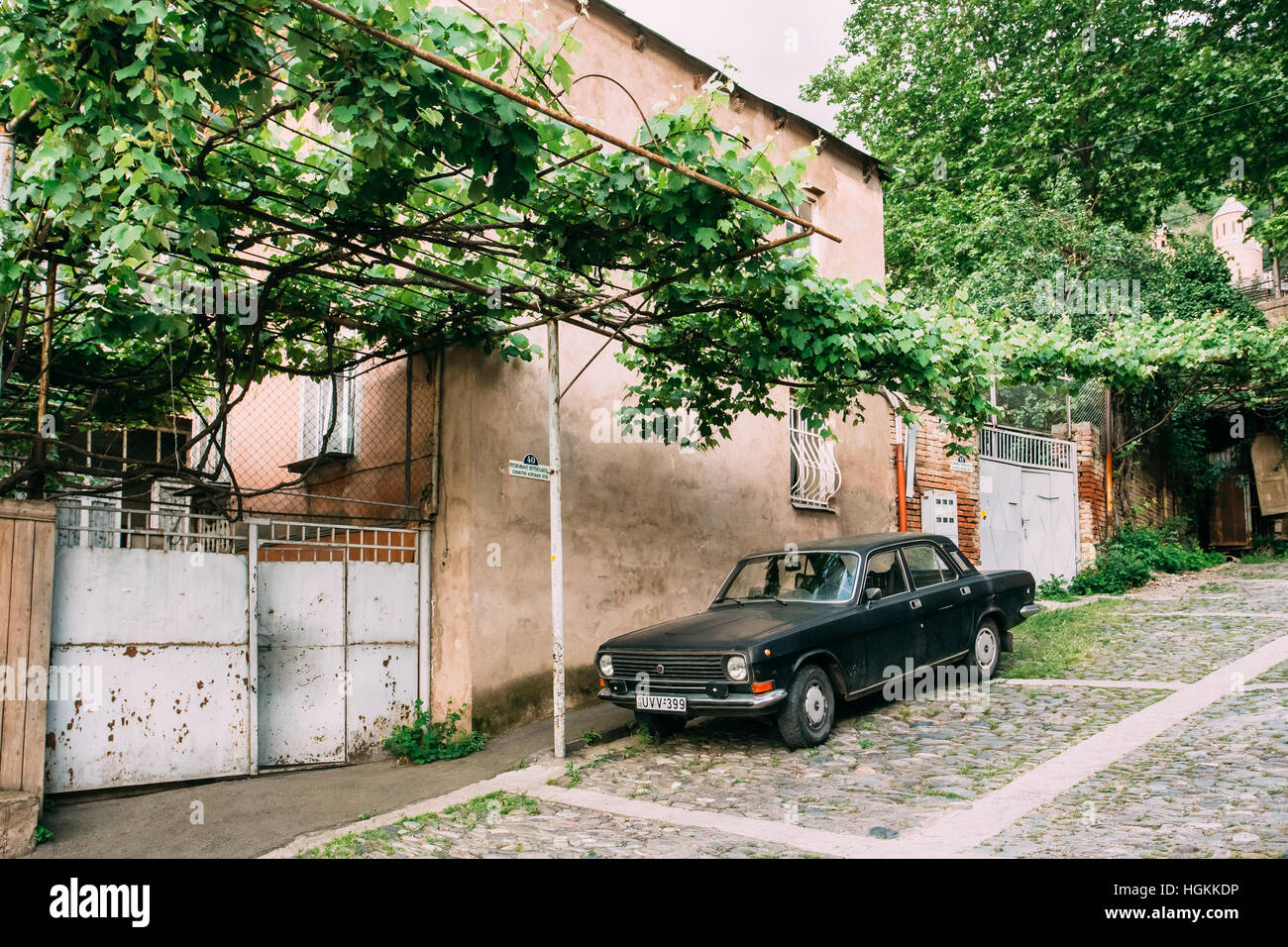 Tbilisi, Georgia - May 20, 2016: The View Of Parked Black Volga GAZ ...