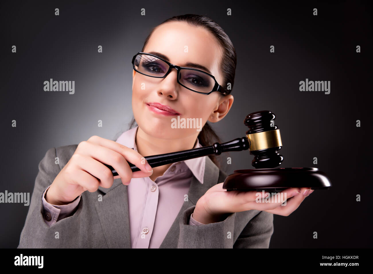 Woman judge with gavel in justice concept Stock Photo - Alamy