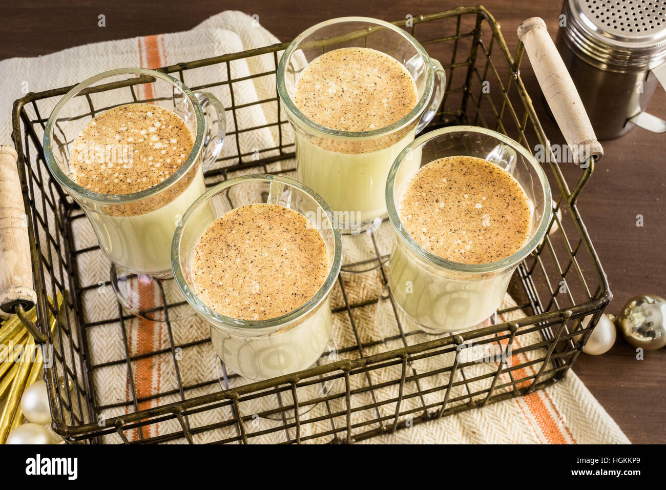 Traditional holiday drink egg nog garnished with nutmeg Stock Photo - Alamy