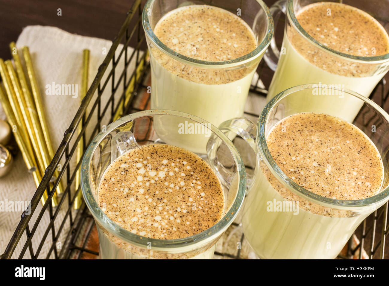 Traditional holiday drink egg nog garnished with nutmeg Stock Photo - Alamy