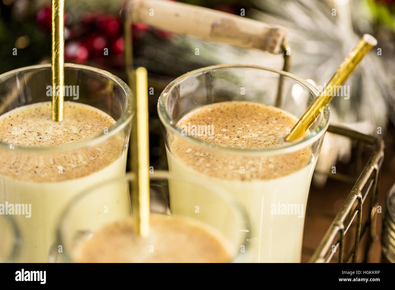 Traditional holiday drink egg nog garnished with nutmeg Stock Photo - Alamy