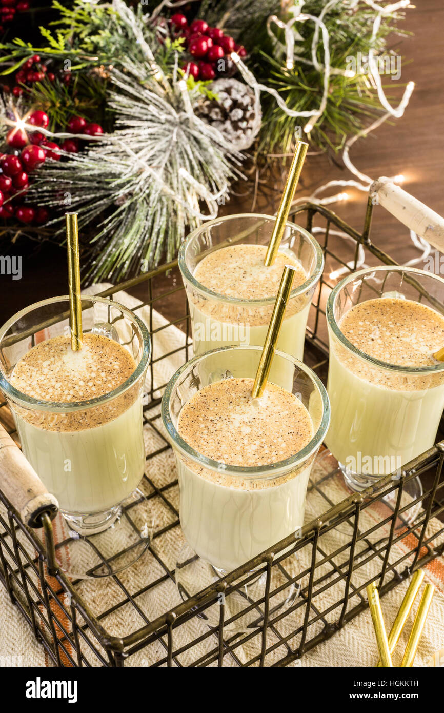 Traditional holiday drink egg nog garnished with nutmeg Stock Photo - Alamy