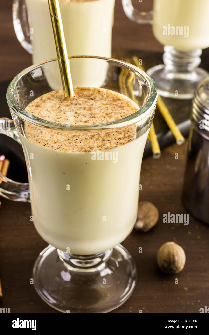 Traditional holiday drink egg nog garnished with nutmeg Stock Photo - Alamy