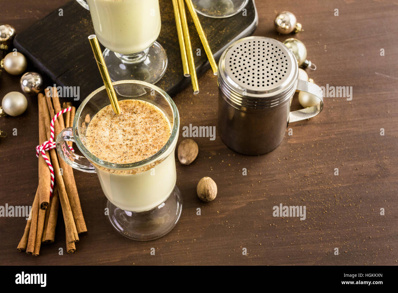 Traditional holiday drink egg nog garnished with nutmeg Stock Photo - Alamy