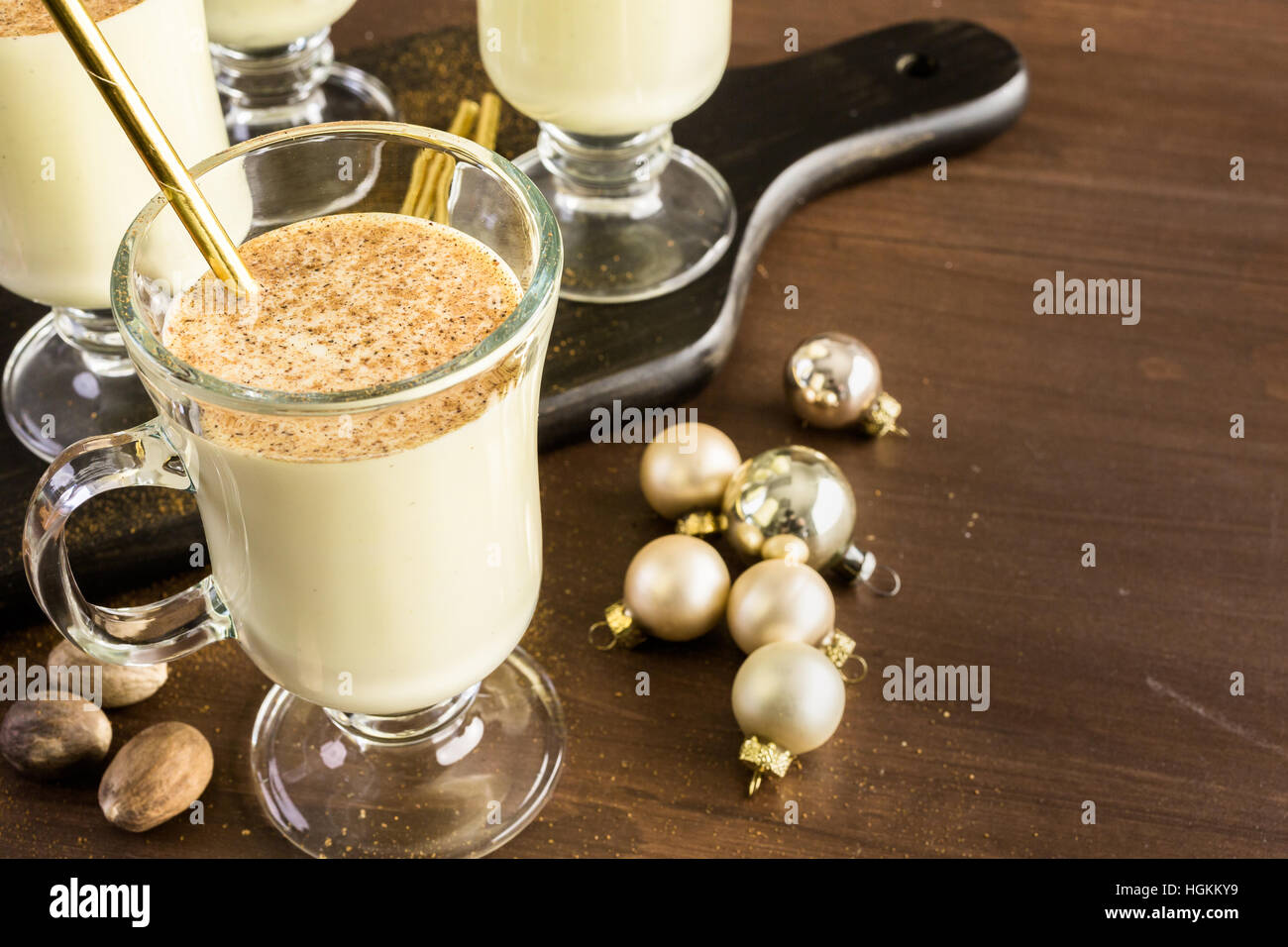 Traditional holiday drink egg nog garnished with nutmeg Stock Photo - Alamy