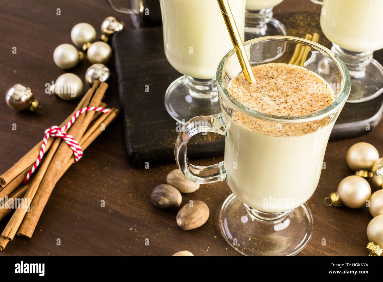 Traditional holiday drink egg nog garnished with nutmeg Stock Photo - Alamy