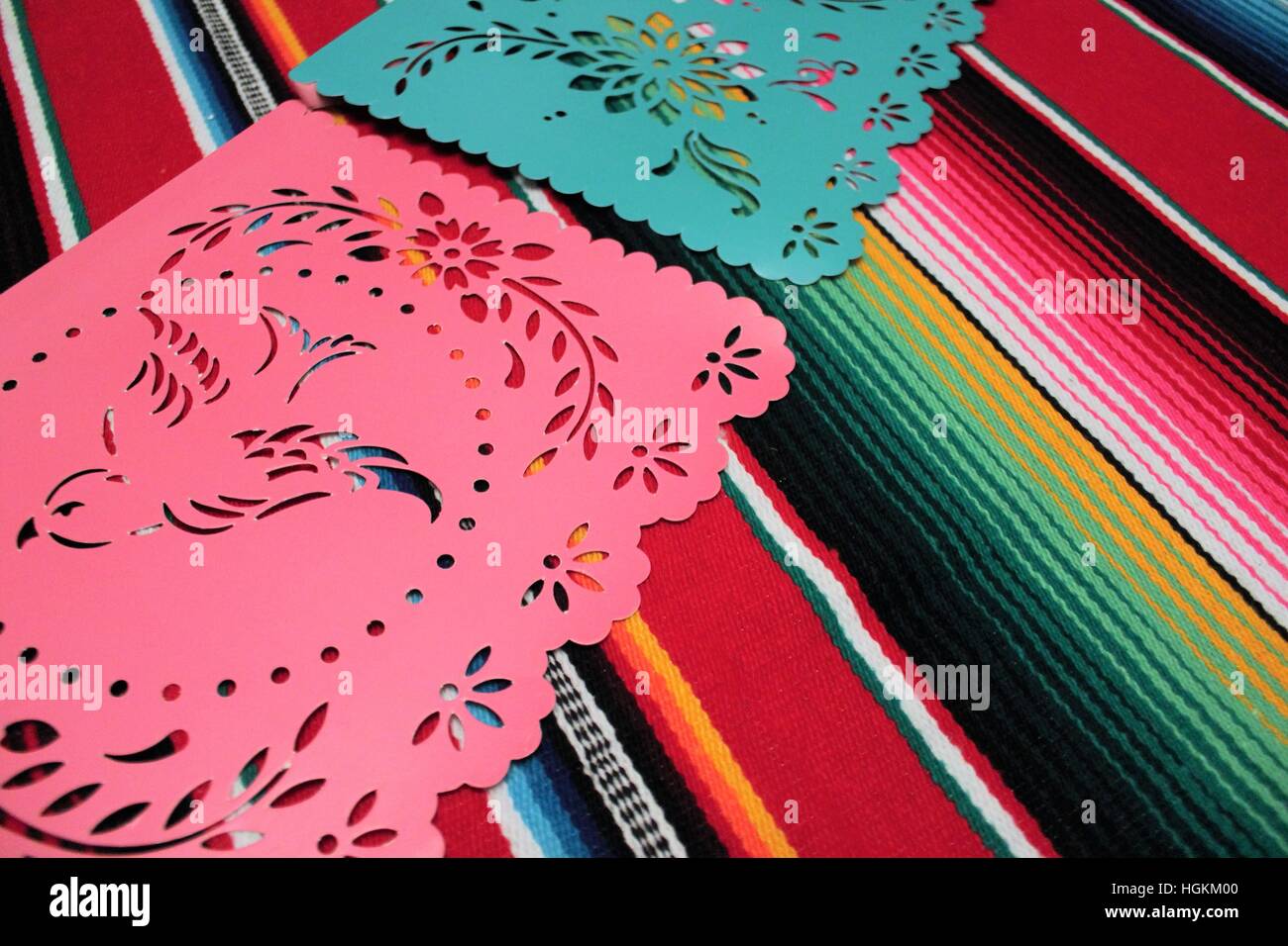 bunting papel picado Mexico poncho sombrero background fiesta cinco de ...