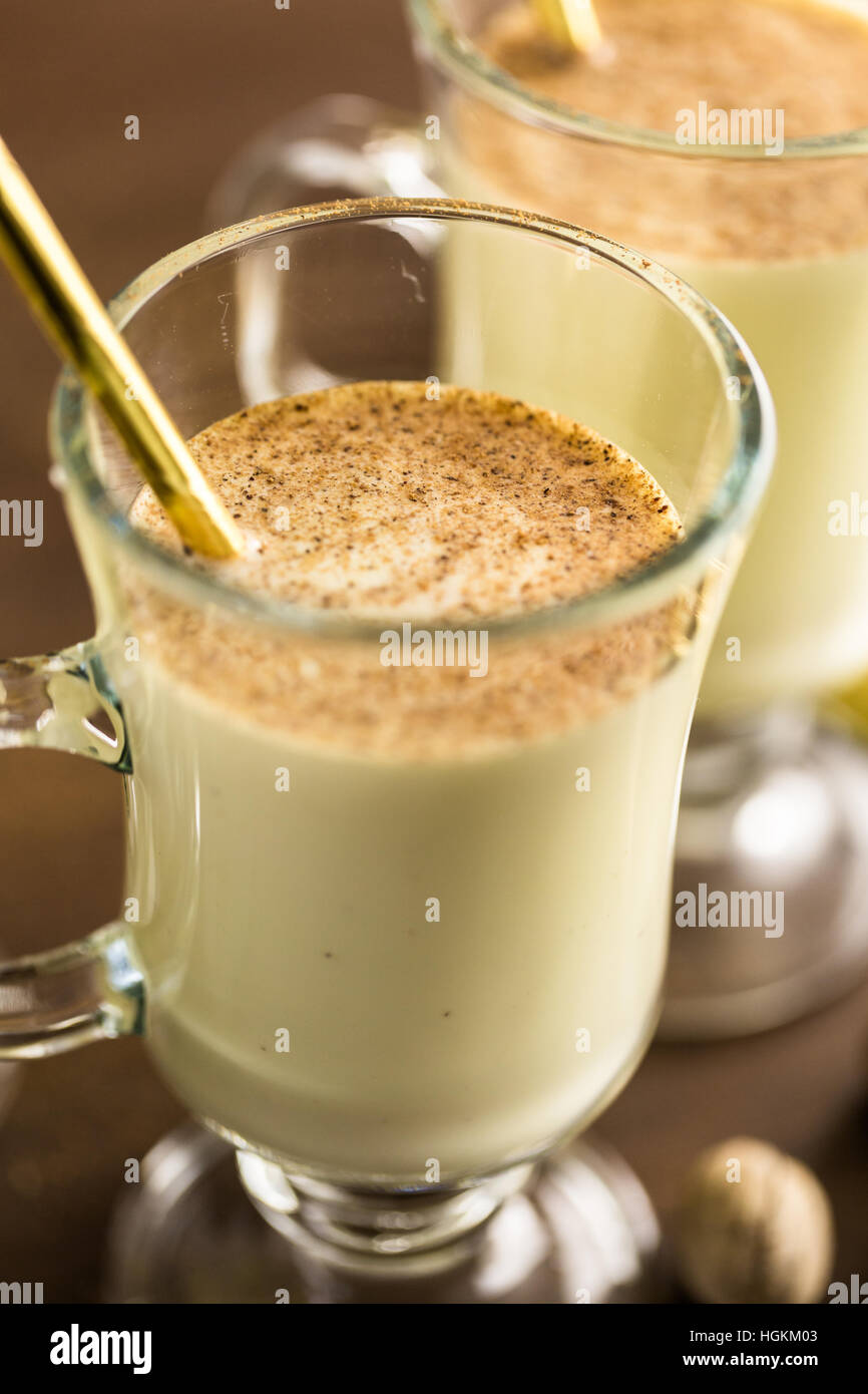 Traditional holiday drink egg nog garnished with nutmeg Stock Photo - Alamy