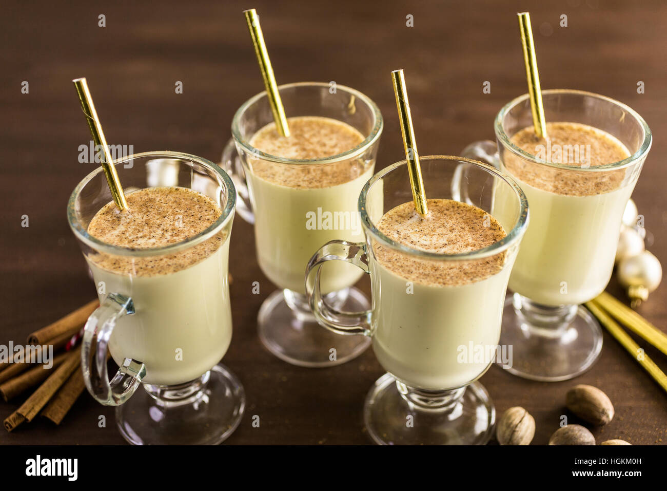 Traditional holiday drink egg nog garnished with nutmeg Stock Photo - Alamy