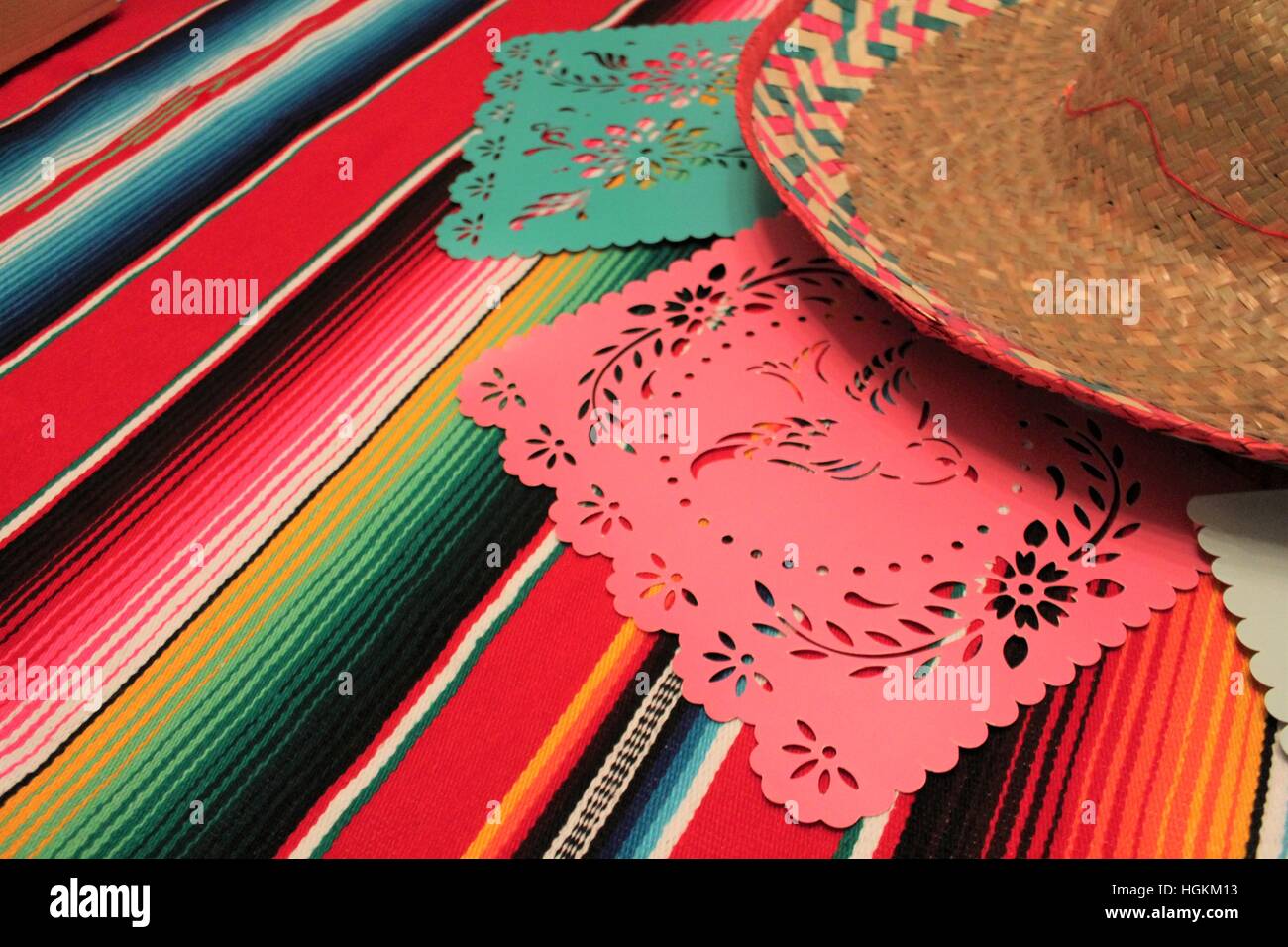bunting papel picado Mexico poncho sombrero background fiesta cinco de ...
