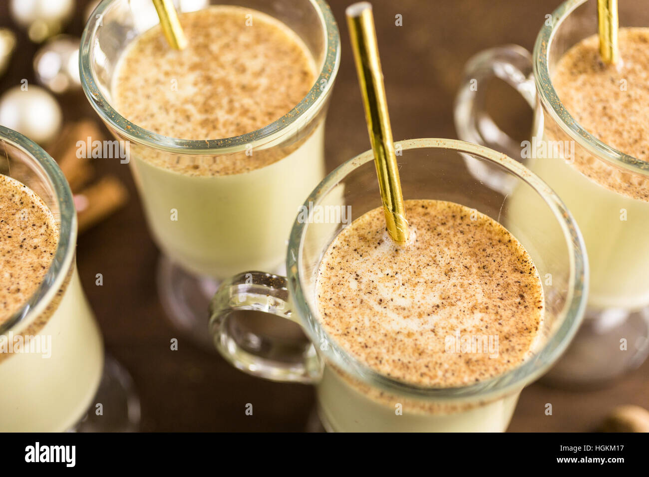 Traditional holiday drink egg nog garnished with nutmeg Stock Photo - Alamy
