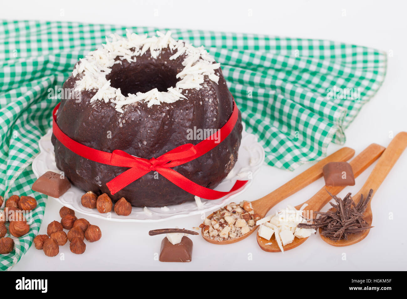 Very tasty chocolate cake on a light background Stock Photo - Alamy