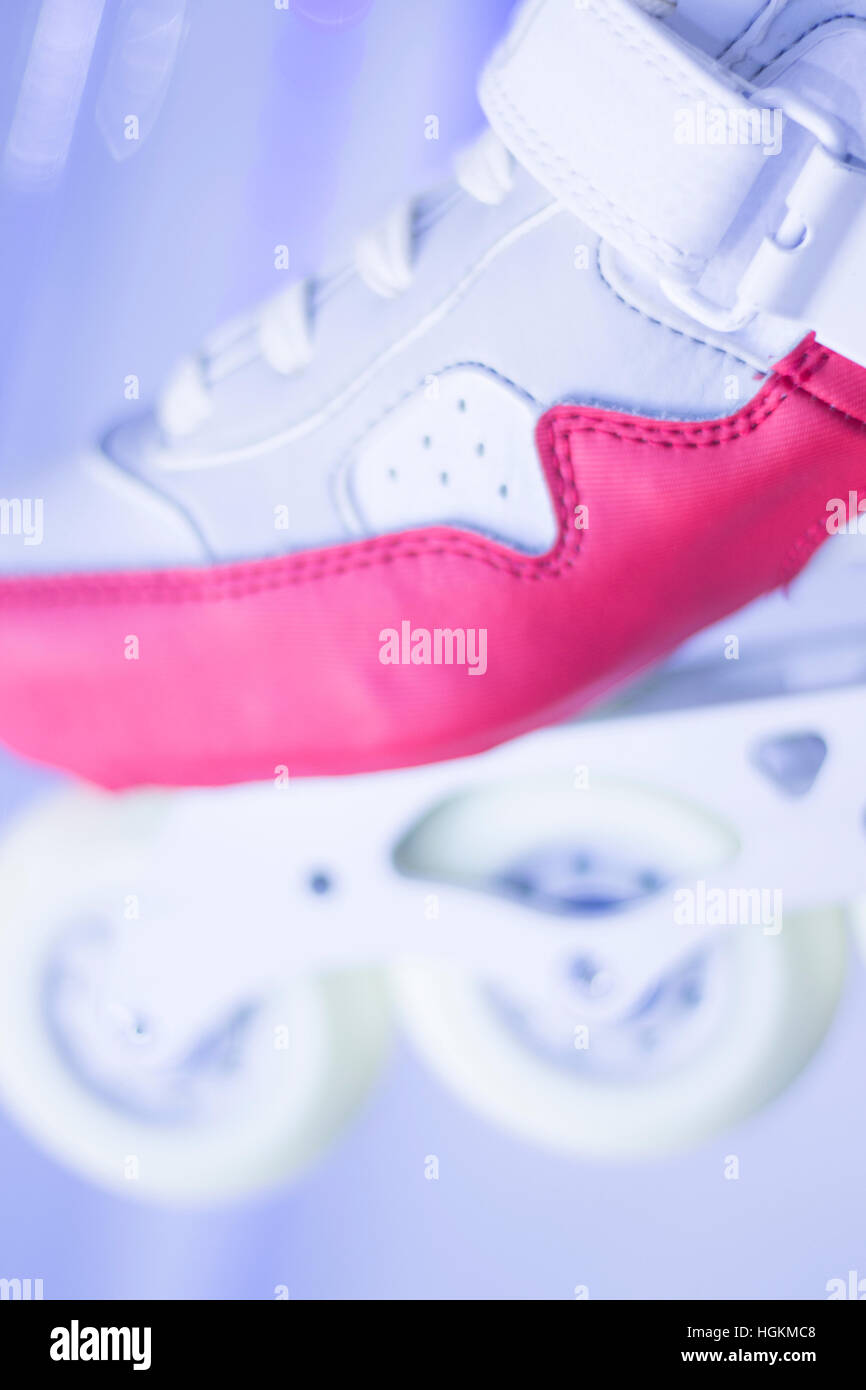 Freestyle girls pink inline skates boots and wheels in retail store ...