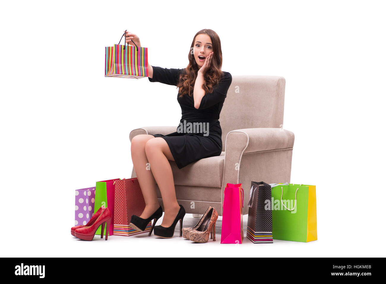 Woman receiving new shoes as present Stock Photo - Alamy