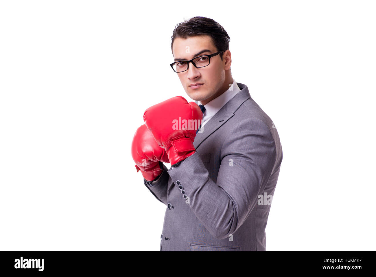 Businessman boxing isolated on the white background Stock Photo - Alamy