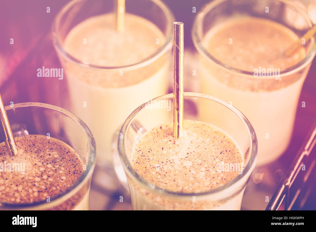 Traditional holiday drink egg nog garnished with nutmeg Stock Photo - Alamy