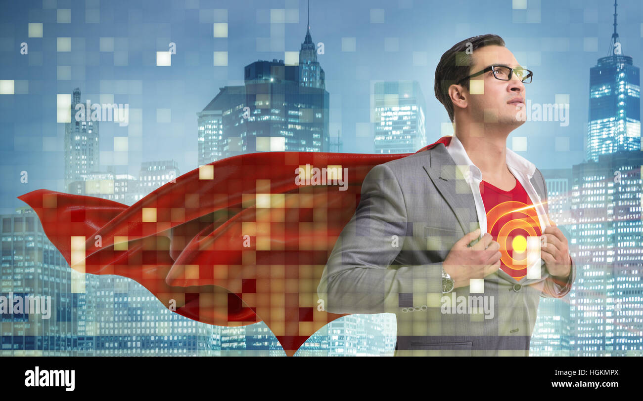 Businessman in superhero concept with red cover Stock Photo - Alamy
