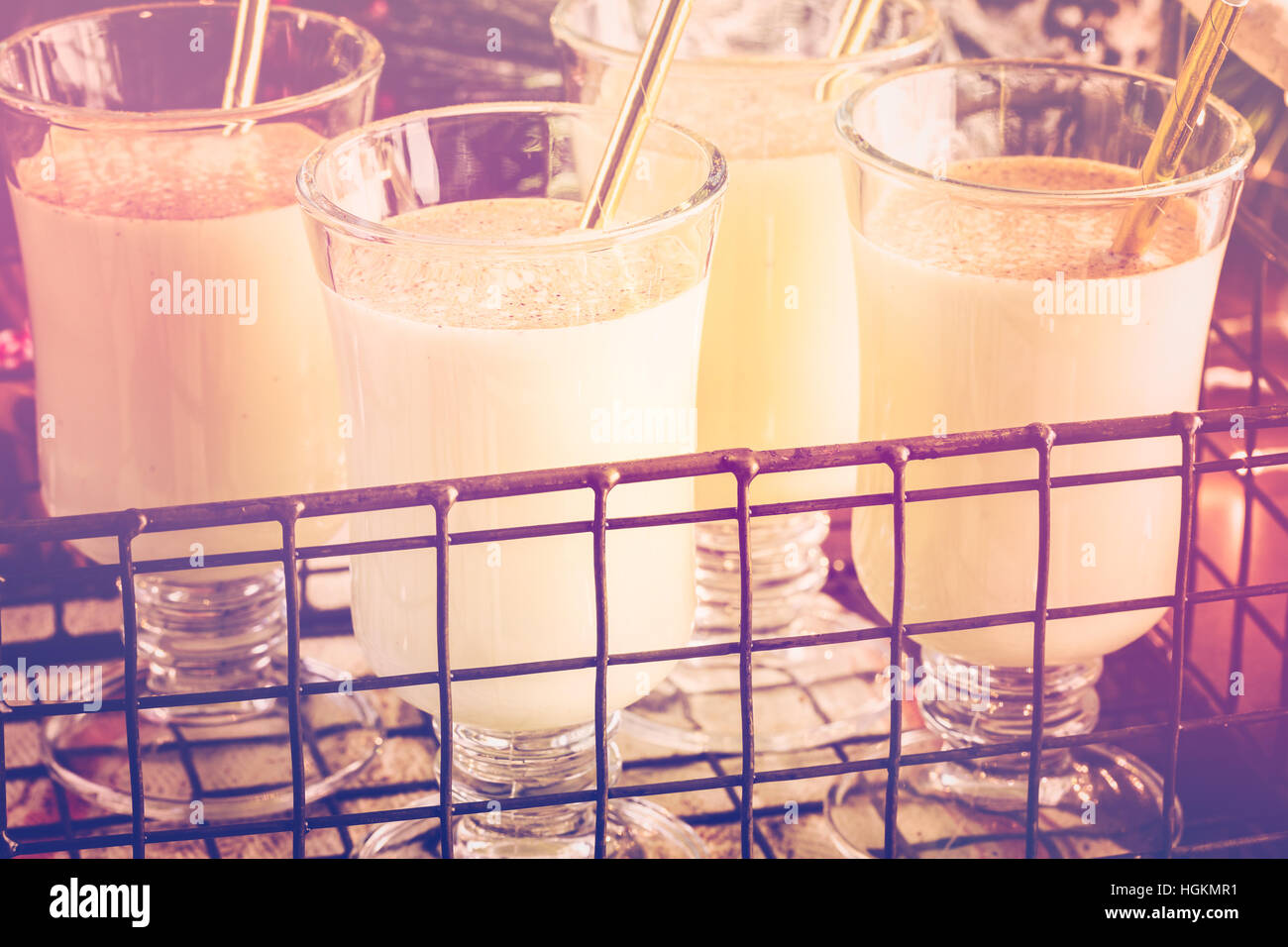 Traditional holiday drink egg nog garnished with nutmeg Stock Photo - Alamy