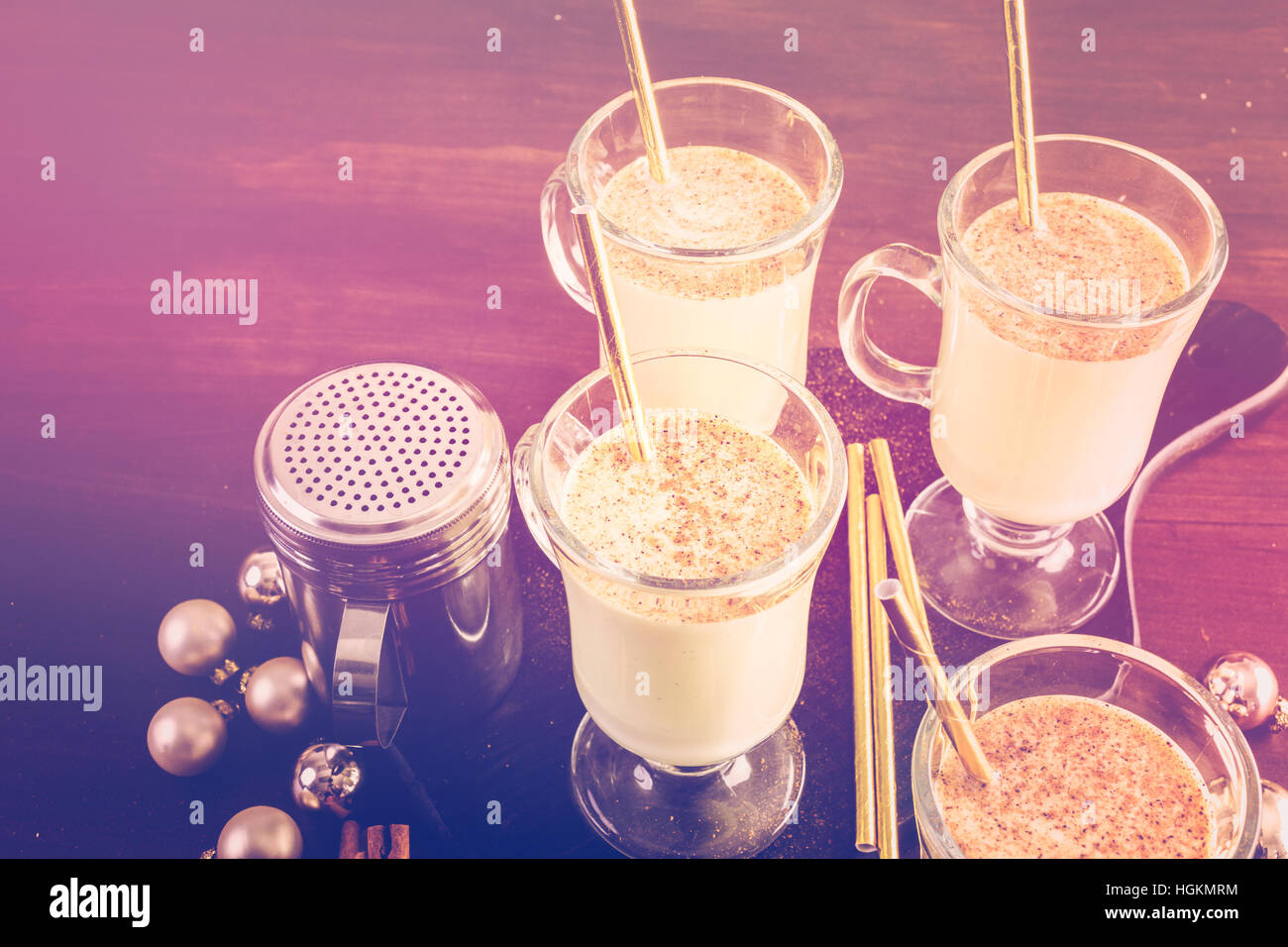 Traditional holiday drink egg nog garnished with nutmeg Stock Photo - Alamy