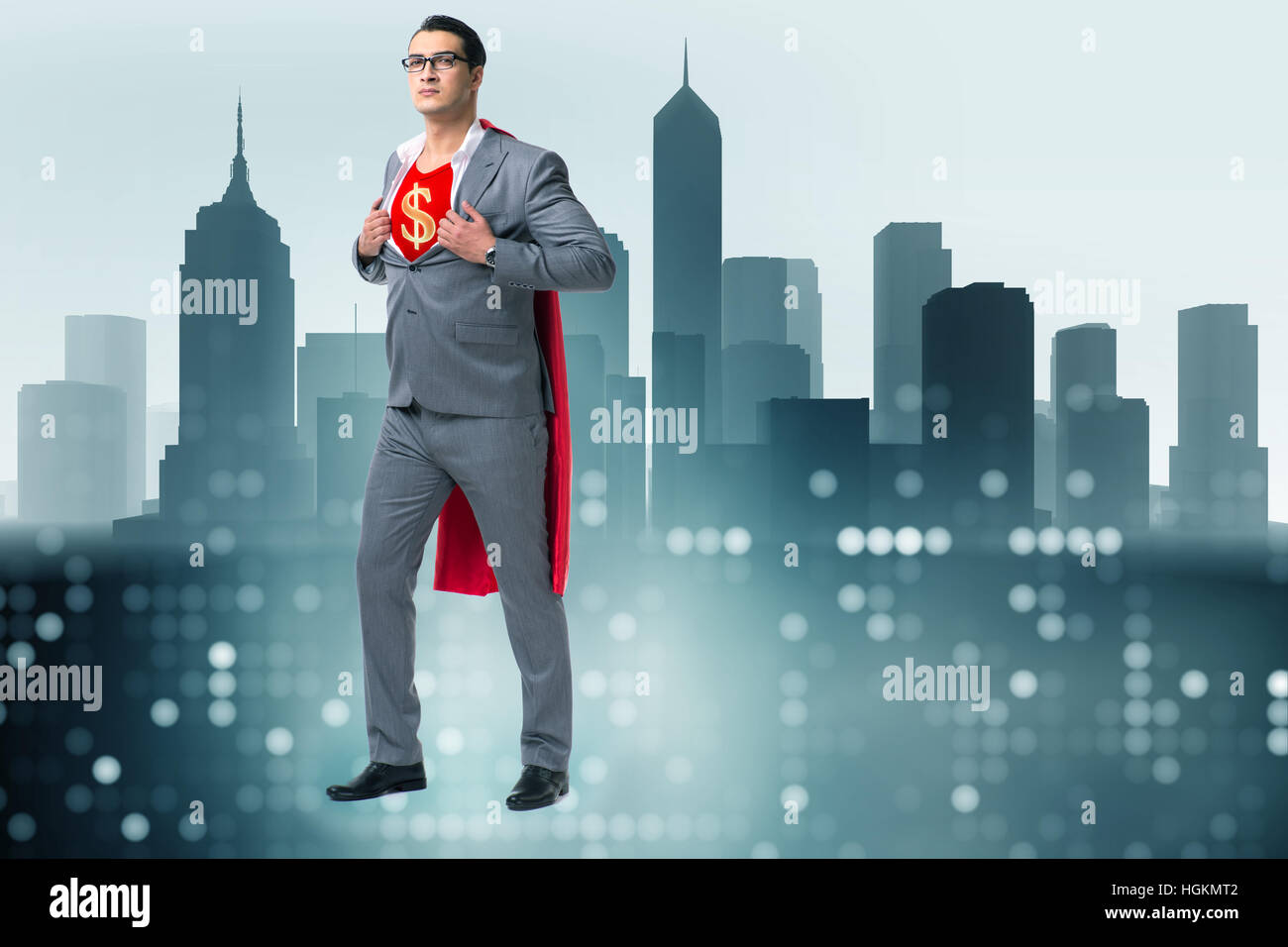 Businessman in superhero concept with red cover Stock Photo - Alamy