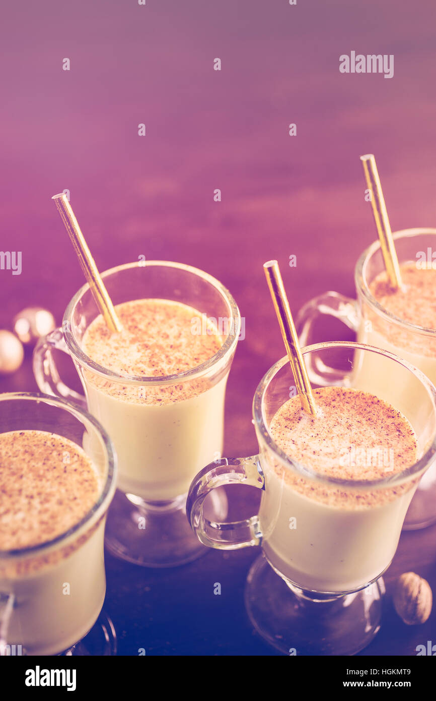 Traditional holiday drink egg nog garnished with nutmeg Stock Photo - Alamy