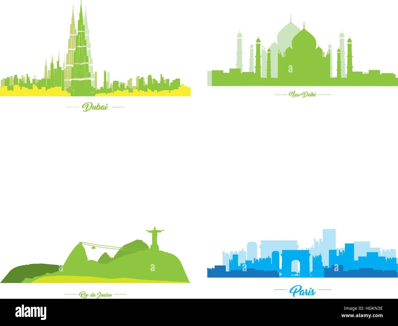Set of skylines of different cities, Vector illustration Stock Vector ...