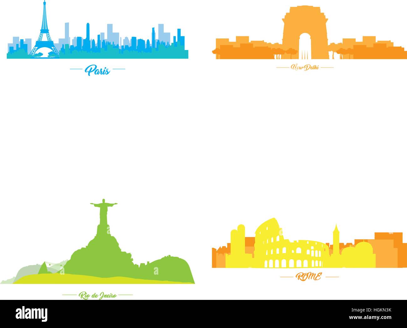 Set of skylines of different cities, Vector illustration Stock Vector ...