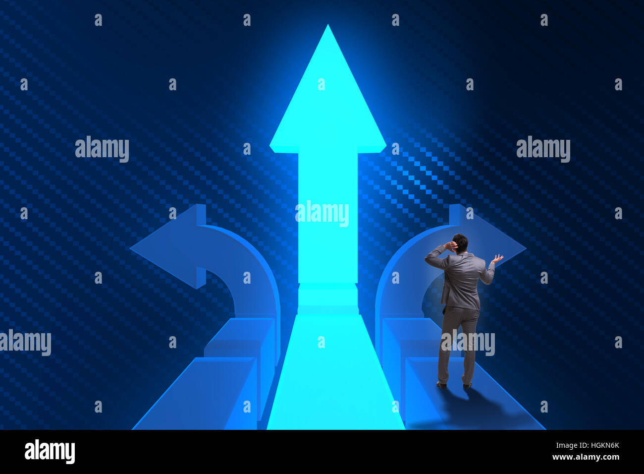 Businessman in difficult choice concept Stock Photo - Alamy