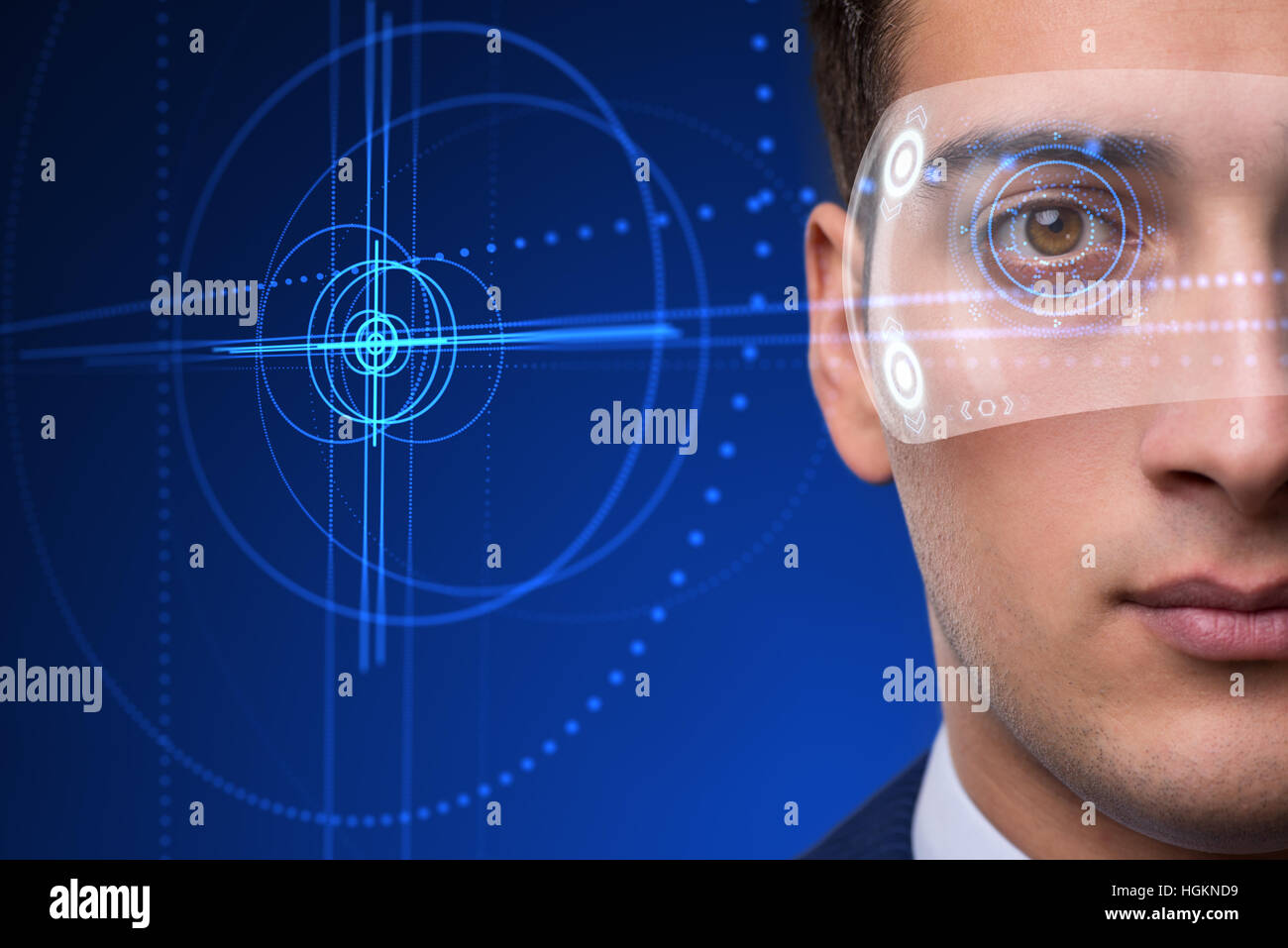 Futuristic vision concept with businessman Stock Photo - Alamy