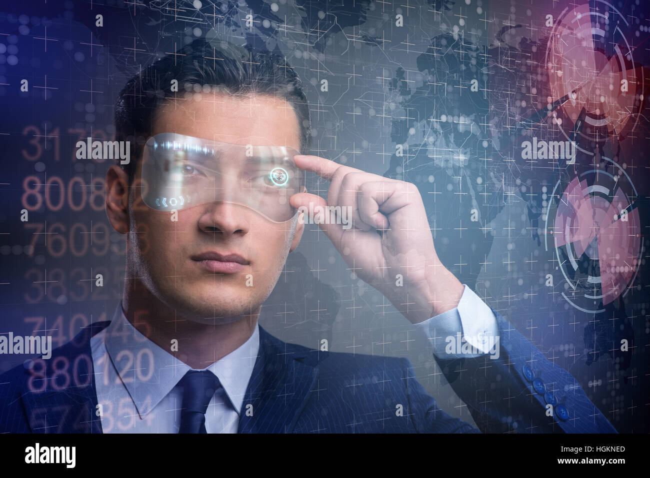 Futuristic vision concept with businessman Stock Photo - Alamy