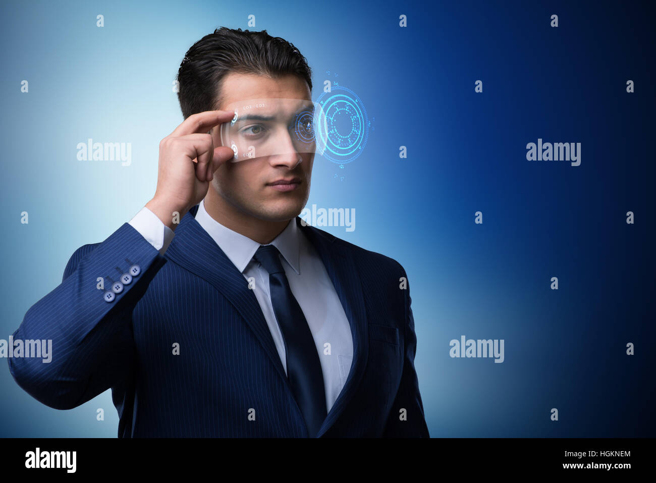Futuristic vision concept with businessman Stock Photo - Alamy
